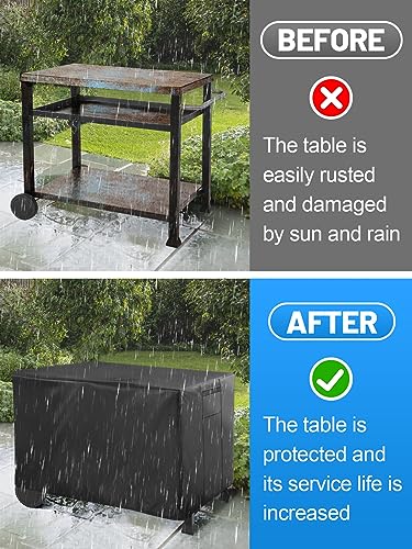Outdoor Dining Cart Cover - 40*24*32in Waterproof Prep Table Cover for Royal Gourmet Dining Worktable PC3401B PC3401S, Heavy Duty Stainless Steel Movable Station, BBQ Grill Covers