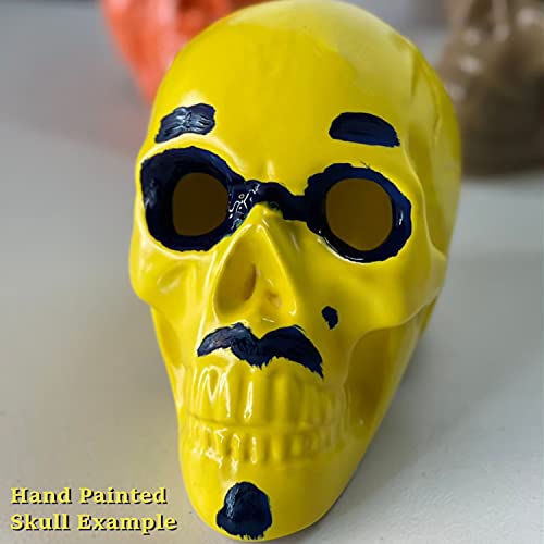 Myard Glaze Enamel Ceramic Fireproof Fire Skull Log for Gas or Wood Fireplace Fire Pit Campfire Bonfire Halloween Horror Decor (Qty 1, Yellow)