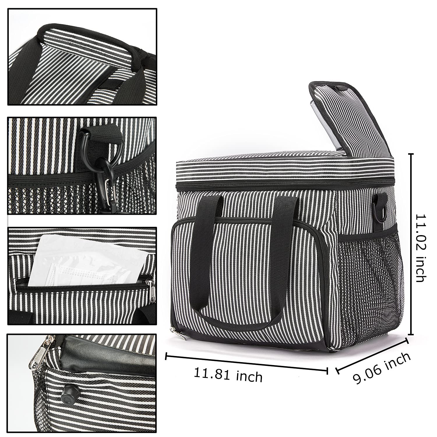 MOV COMPRA 15L Insulated Lunch Bags for Men, Leakproof Lunch Box for Adults, Mens Lunchbox for Work,Picnic,Camping. (24-Can(Black))