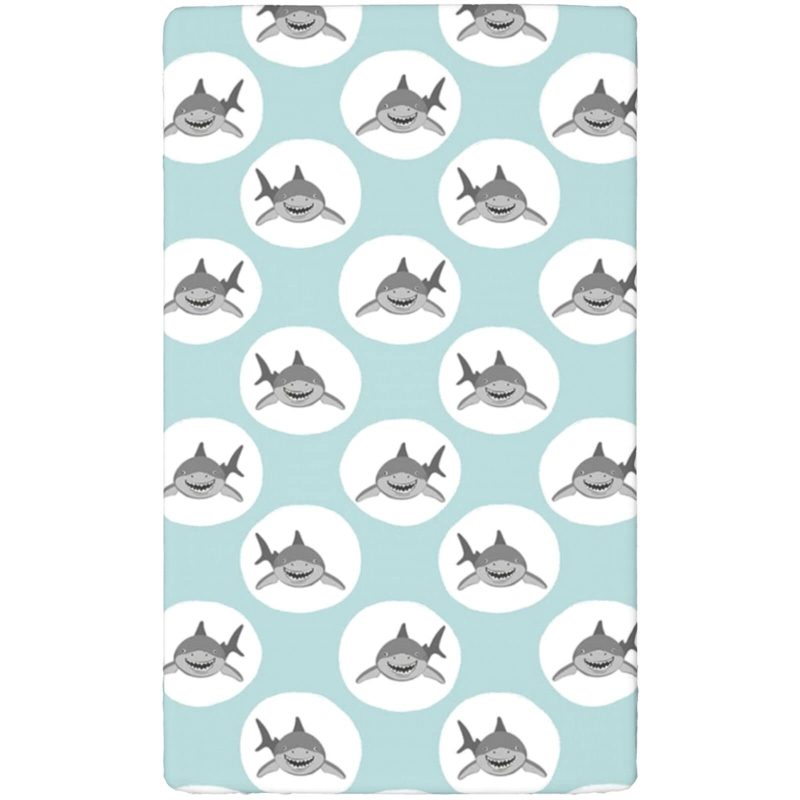 Shark Themed Fitted Crib Sheet,Standard Crib Mattress Fitted Sheet Toddler Bed Mattress Sheets-Crib Mattress Sheet or Toddler Bed Sheet,28β x52β,Pale Cadet Blue Dimgray