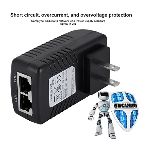 POE Injector, POE Wall Adapter, 48V/0.5A POE Wall Plug Injector Ethernet Adapter PoE Power Supply for IP Camera 100-240V(US Plug 100‑240V)
