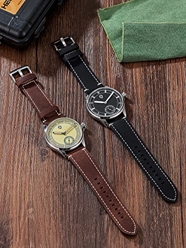 QM Pilot Wristwatch for Men Automatic Mechanical C3 Green Luminous Waterproof Fashion 316L Steel Case Leather Strap New in 8021 (SM8021A Y)