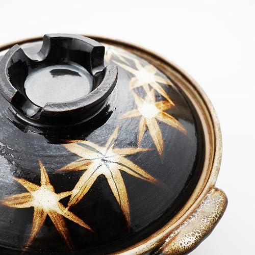 Yokkaichi Banko-yaki Donabe Clay Pot : Elegant Autumn Leaf Earthenware Pot – Microwave and Oven safe-Perfect for Stewed & Hot Pot Dishes, Made in Japan (8)