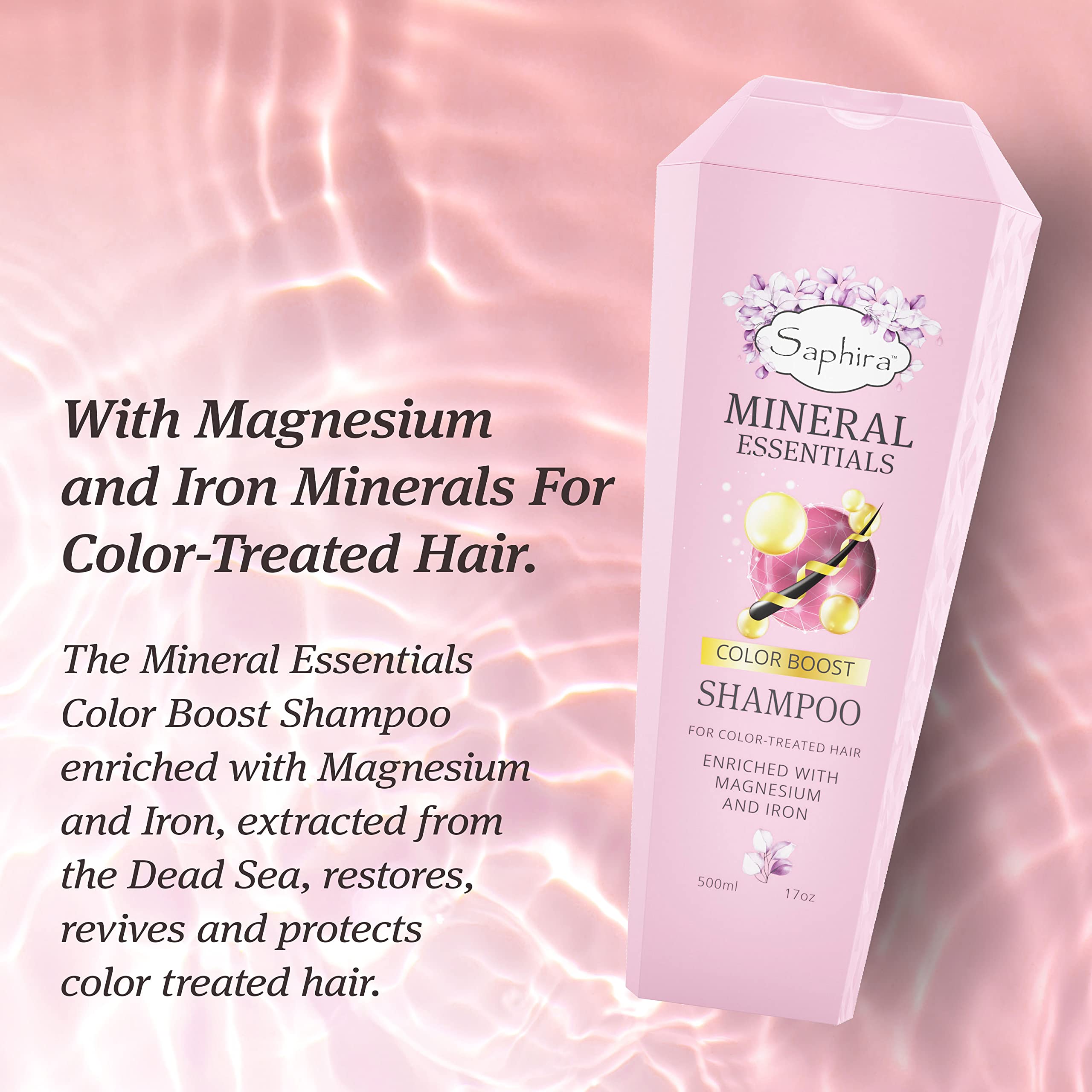 SAPHIRA MINERAL ESSENTIALS Color Boost Shampoo, Conditioner, and Leave-In Conditioner Bundle for Color-Treated Hair, Restores, Revives and Protects Dyed Hair