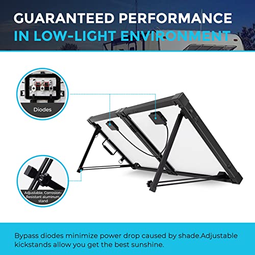 Renogy 100 Watt 12 Volt Portable Solar Panel with Waterproof 20A Charger Controller, Foldable 100W Solar Suitcase with Adjustable Kickstand, Solar Charger for Camping RV Off Grid System Power Station