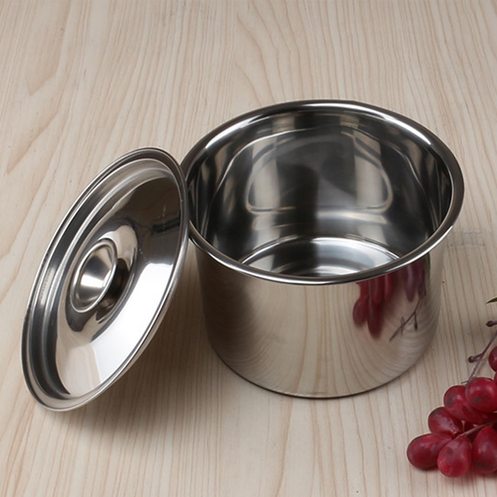 Stew Pot Stainless Steel Non Stick Lid Soup Seasoning Container Kitchen Utensil (S(15.2x8.8x3.1cm))