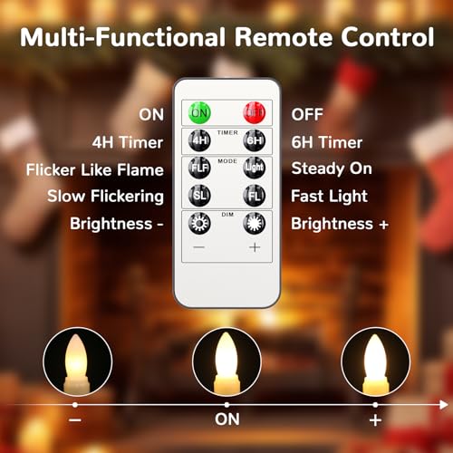 PChero Flameless Candles with Remote Timer, 7.9" Ivory Battery Operated LED Taper Dripless Floating Flickering Candles for Wedding Halloween Thanksgiving Christmas Themed Party Valentines Decorations