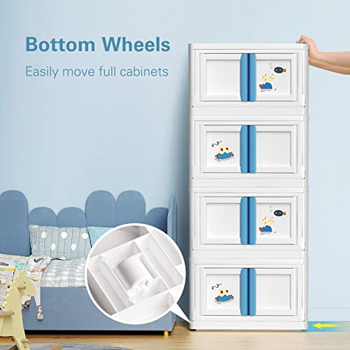 Zarler X-Large Folding Plastic Closet Organizers and Storage , Portable Closet for Hanging Clothes Stackable Storage Bins with Lid Secure Buckle Wheels, Collapsible Storage Container for Toys Baby Home Room (2 Pack 19 Gal Foldable Storage Bins and 1 Pack