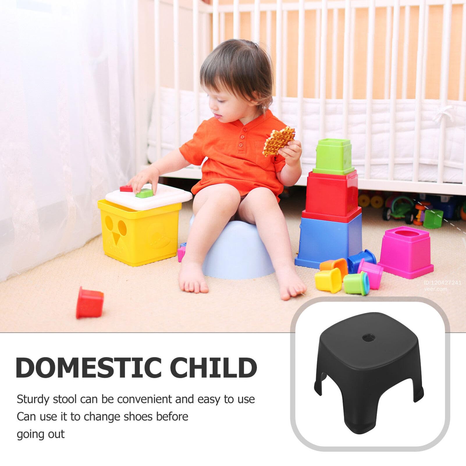 STOBAZA Step Stool for Kids Plastic Step Ladder Compact Foot Stool Foldable Step Riser for Adults Kitchen Bathroom Living Room Black - 8.06X7.66X6.29in