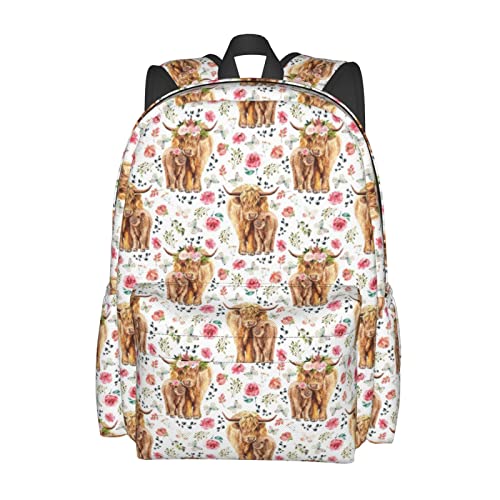 Zisqerts Highland Cow Backpack 16 Inches Lightweight Travel Laptop Backpack