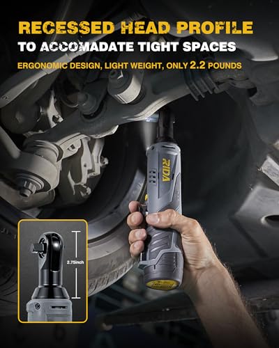 RIDA Cordless Electric Ratchet Wrench Set 40 Ft-lbs 400 RPM 3/8" 12V Cordless Ratchet Kit w/ 2-Pack Li-Ion Batteries & 60-Min Fast Charge, Variable Speed Trigger 8 Sockets New Year presents