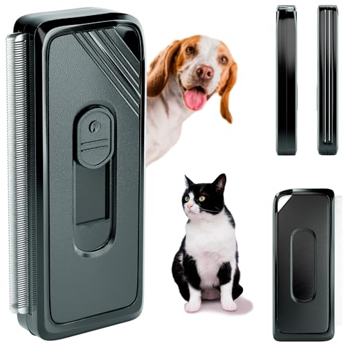 PUREVACY Black Self Cleaning Slicker Brush. Cat Brush with Release Button. Self Cleaning Dog Brush for Long Haired Dogs and Short Haired with Sturdy Case, Blades. Pet Grooming Brush for Dogs Shedding