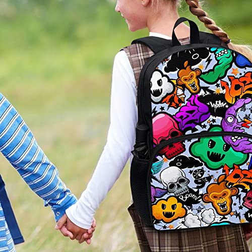 ZOCANIA Funny Backpack Hip Hop Backpack for Kids Girls Boys with Ipad Compartment and Front Pocket, Laptop Backpack Back To School