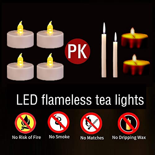 Nancia 100PACK Flameless LED Tea Lights Candles, Realistic and Bright Flickering Long Lasting 200Hours Battery-Powered, Ideal Party, Wedding, Birthday, Gifts Home Decoration Warm Yellow