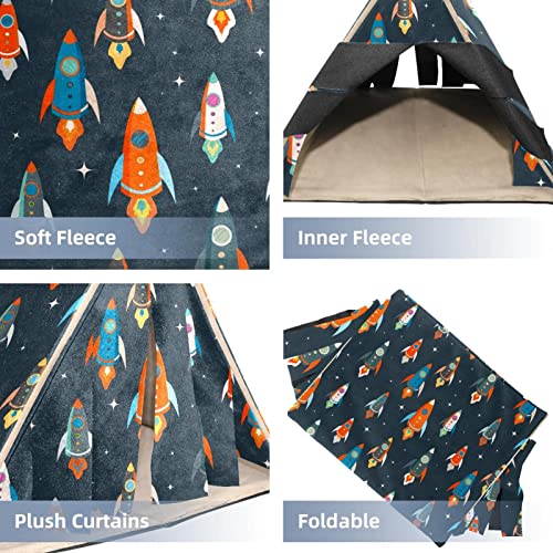 RATGDN Small Pet Hideout Colorful Spaceships Hamster House Guinea Pig Playhouse for Dwarf Rabbits Hedgehogs Chinchillas