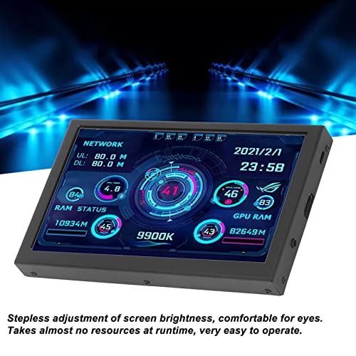 Secondary Screen, Computer Display Monitor 7in Stepless Bright Adjustment Easy Operation ABS Auto Shutdown with 2pcs Cable for Home