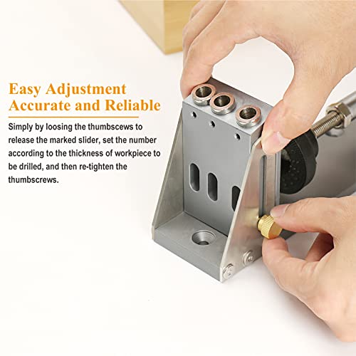 Pocket Hole Jig Kit, Professional Woodworking Dowel Jig Kit, Upgraded All-Metal Pocket Screw Jig for Carpentry Joinery Men