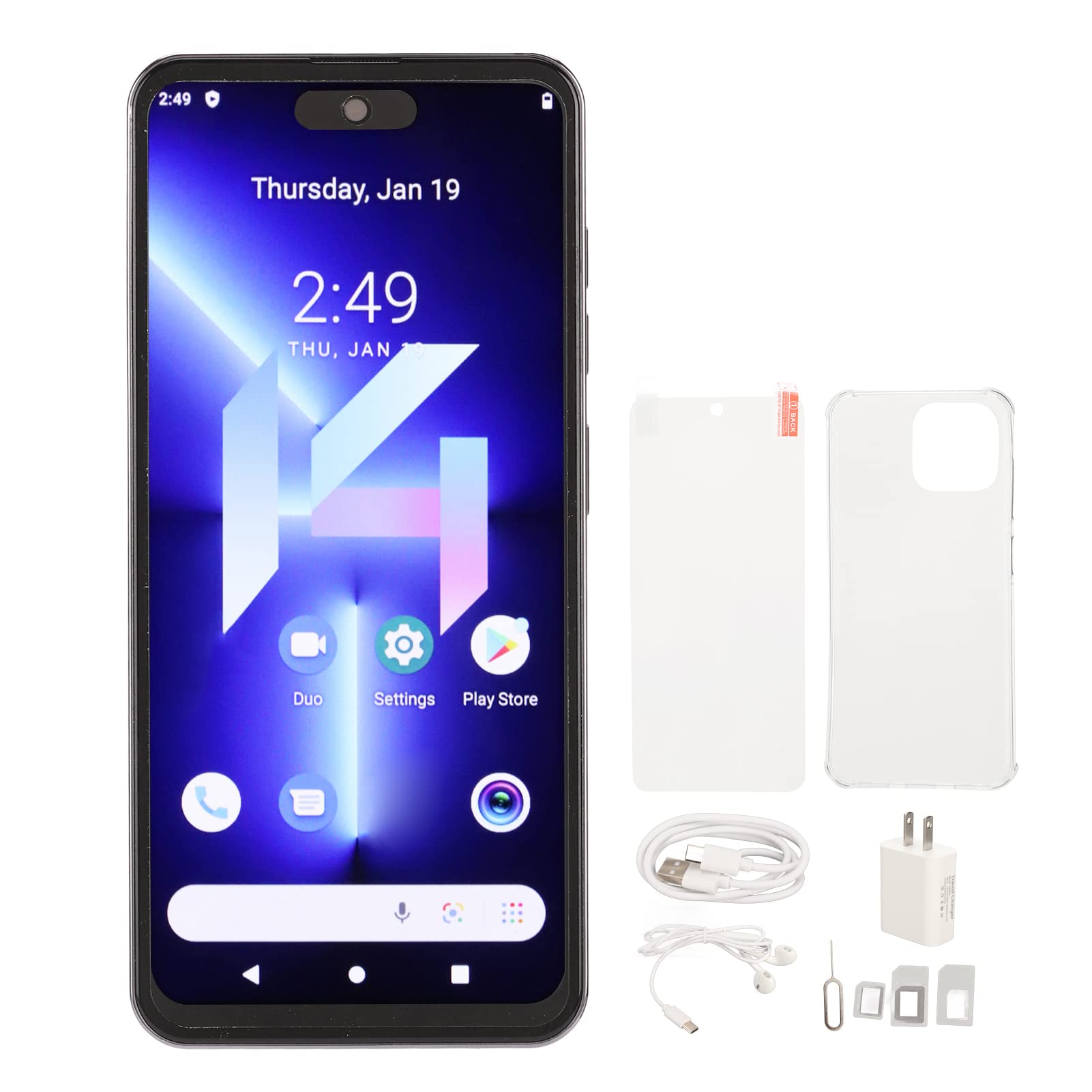 Naroote Unlocked Smartphones, 6.7 Inch Black 4G Smartphones for Daily Use (Black)