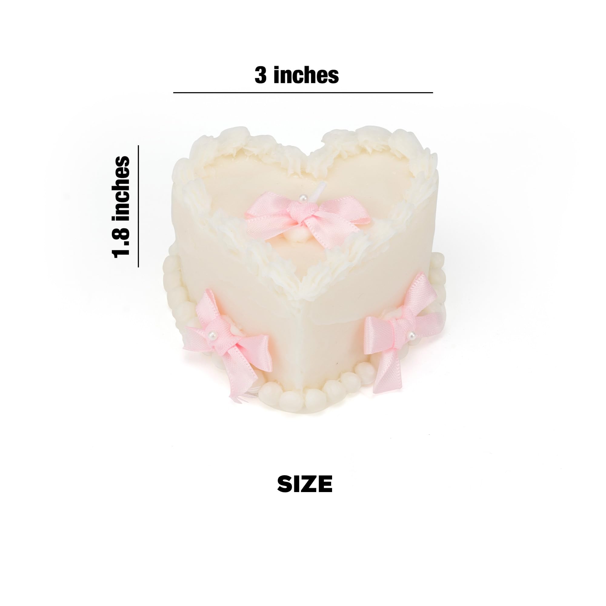 Stylor Coquette Room Decor Aesthetic, Heart Cake Shaped Soy Wax Decorative Candle with Pink Bows for Apartment, Girly Kawaii Cute Stuff for Bathroom Decor. (5 OZ, Vanilla Cream Scented)