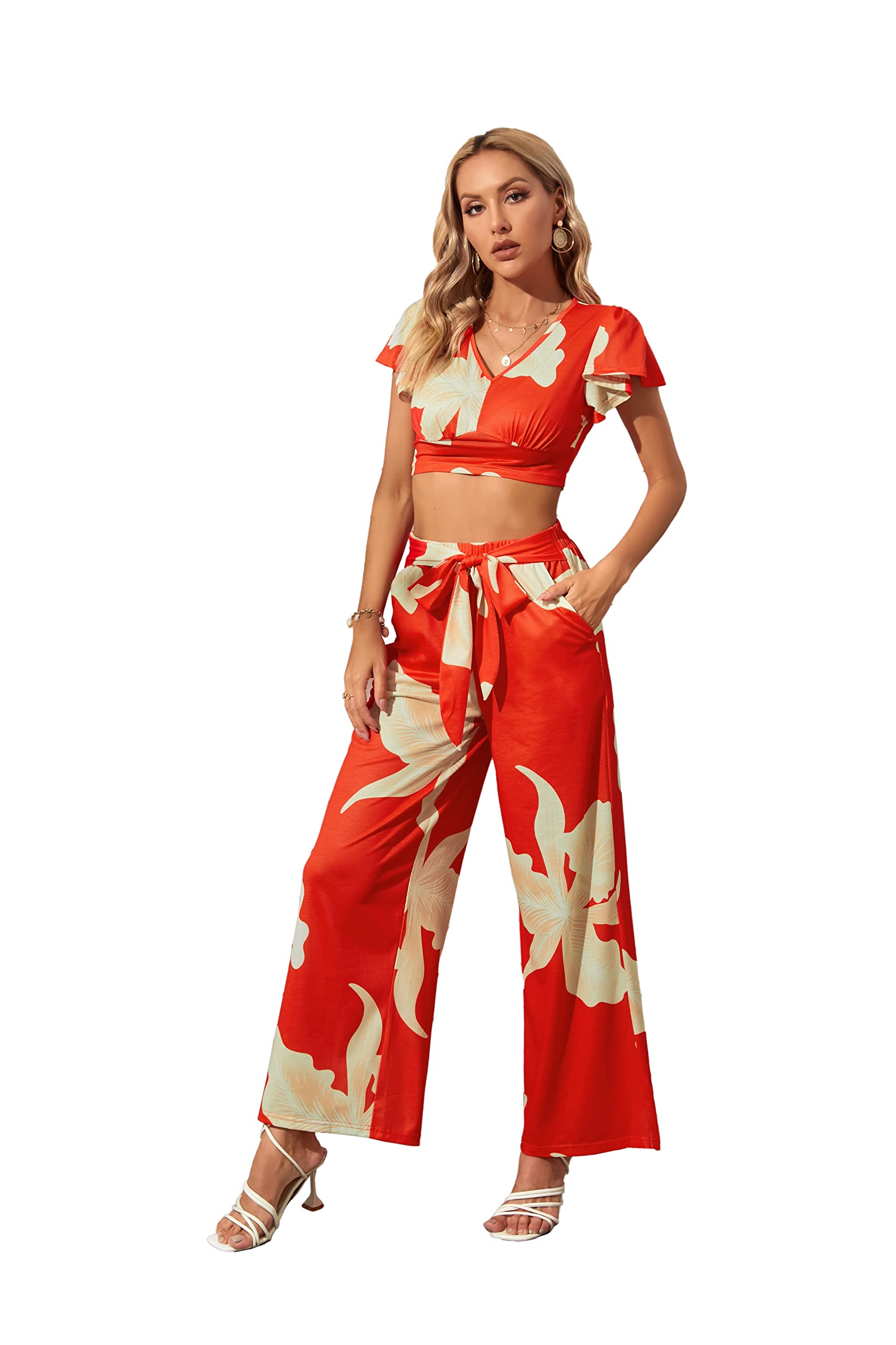MOONCOLOUR Womens Sweatsuits 2 Piece Sets Casual Comfy Jogging Suits for Women Orange Medium