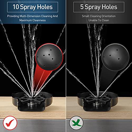 POKIM Metal Glass Rinser for Kitchen Sink, Baby Bottle Cleaner Premium SUS 304 Stainless Steel,Cup Washer Accessories Replacement Matte Black Finish Bottle Cleaner Sink Attachment