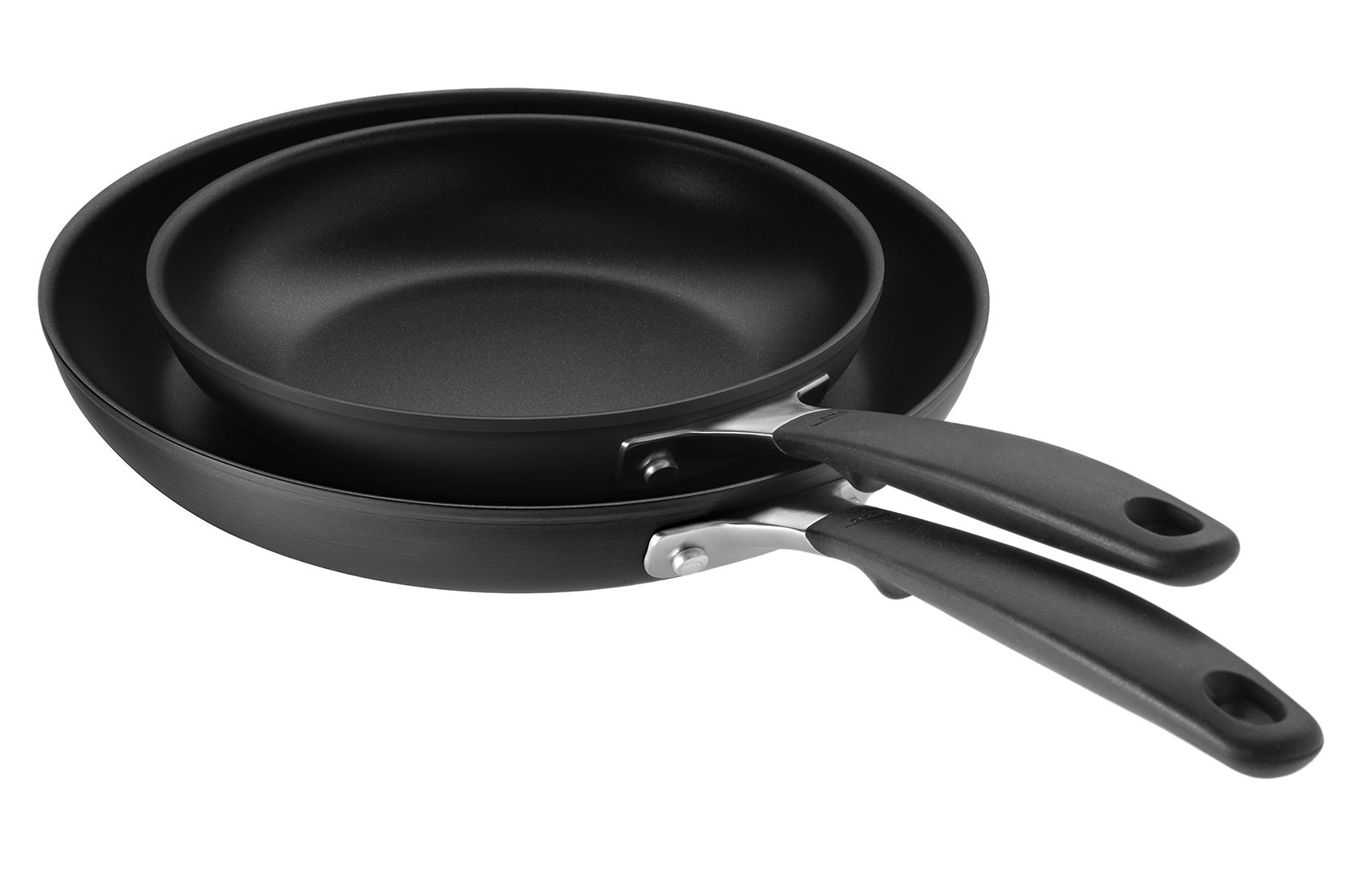 OXO Black Good Grips Non-Stick Frying Pan Set, 8" and 10" & Non-Stick Pro Dishwasher safe 12" Open Frypan