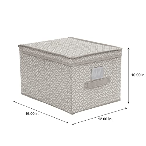 Simplify Boho Large Storage Box | Foldable | Collapsible | Flip Top Lid | Bedroom & Closet Organization | Clothes | Toys | Grey
