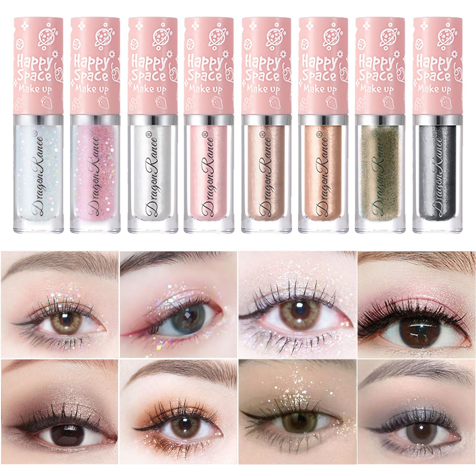 SUMEITANG Liquid Glitter Eyeshadow Eyeliner, Korean Eye Glitter | Tear Drop, Shimmer Metallic Glitter Eye Shadow, Lightweight Water Texture, Quick Drying Long Lasting Creates Beauty Eye Looks