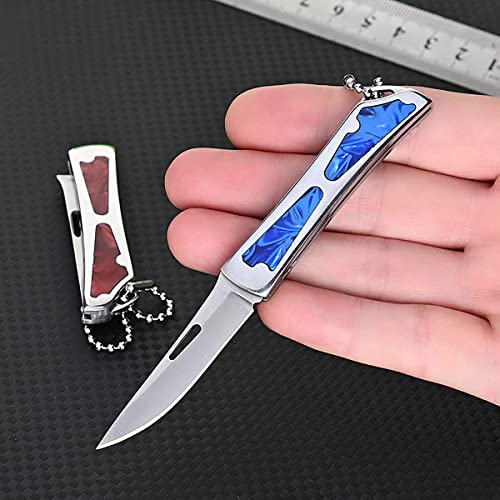 NBGDY Mini Knife Keychain, Small Pocket Folding Knife,EDC Package OpenerĀ Box Cutter Knife. 2PCS(Red and Blue)(KPQ-1029)