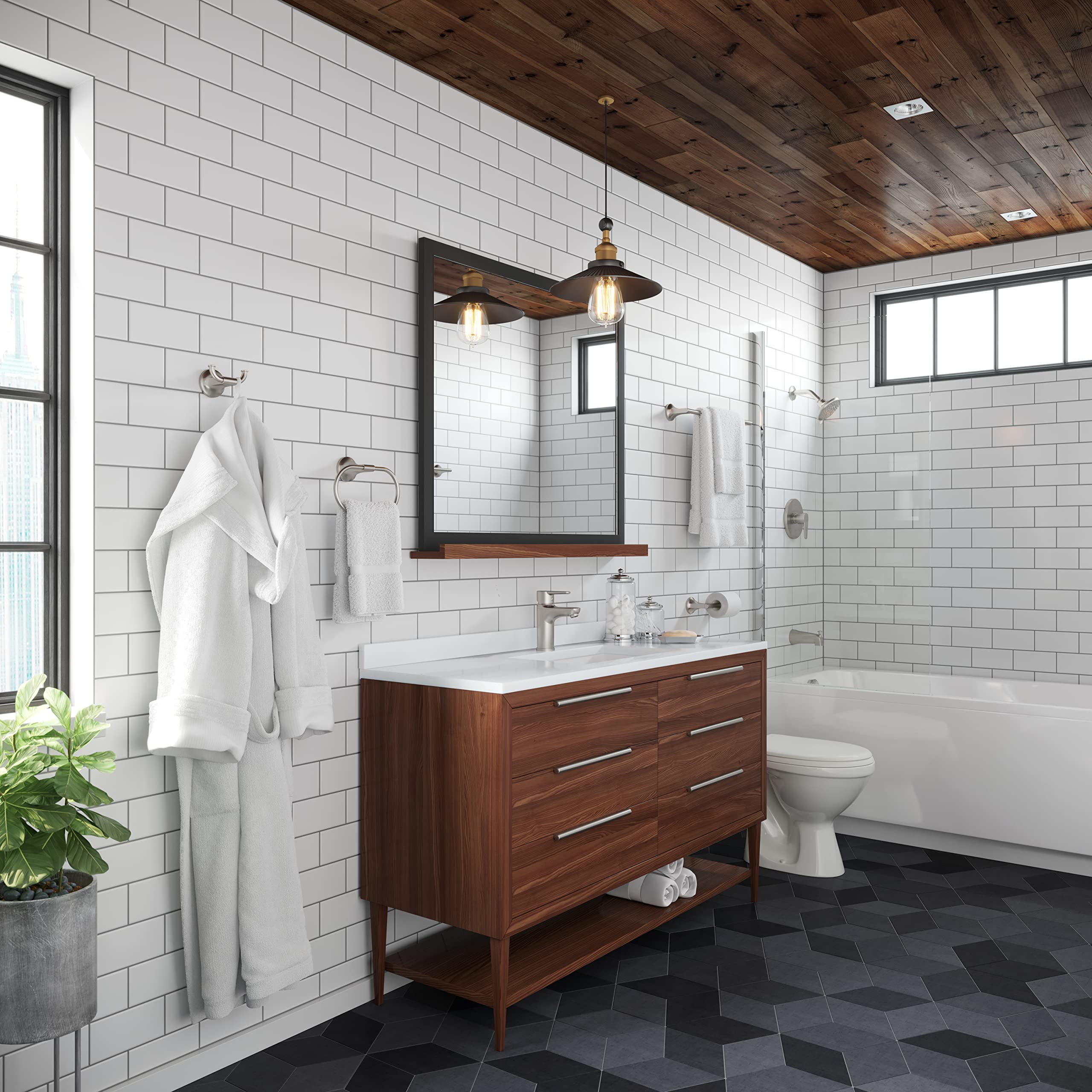 Pfister Pfirst Modern Tub and Shower Trim Without Shower Head (Valve Sold Separately), Single Handle, Brushed Nickel Finish, R89070K