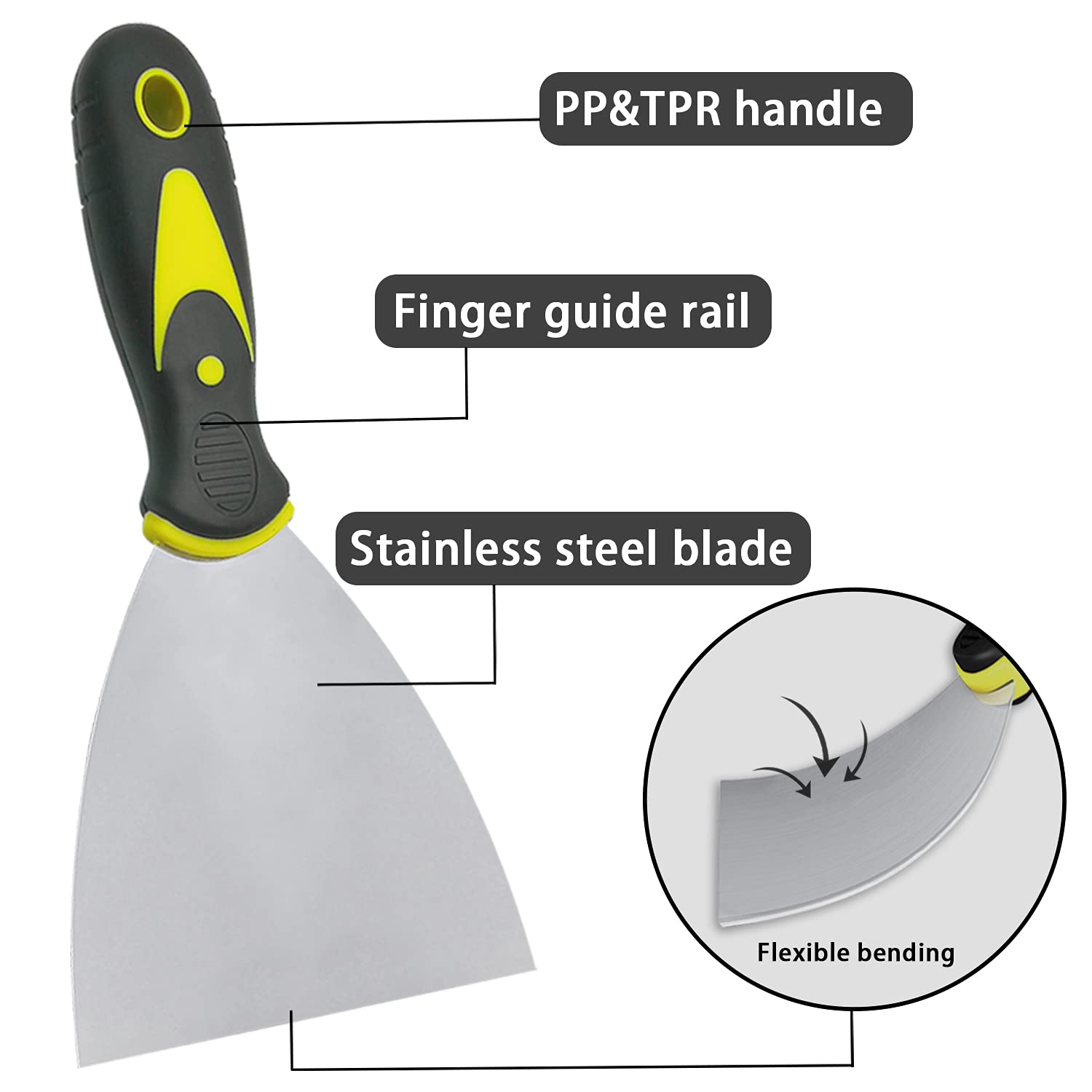 Pack of 4 Putty Knife Set, 2,3,4,5 inch Wide Spackle Putty Knives Metal Scrapers Putty Scrapers for Drywall, Putty, Decals, Wallpaper, Baking, Patching and Painting