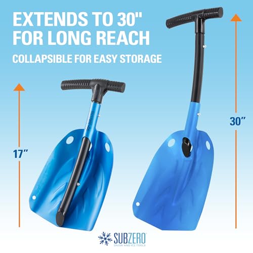 SubZero 17222 Collapsible Snow Shovel, Light Weight Aluminum Snow Shovel for Car, Emergency Shovel for Driveway and Car