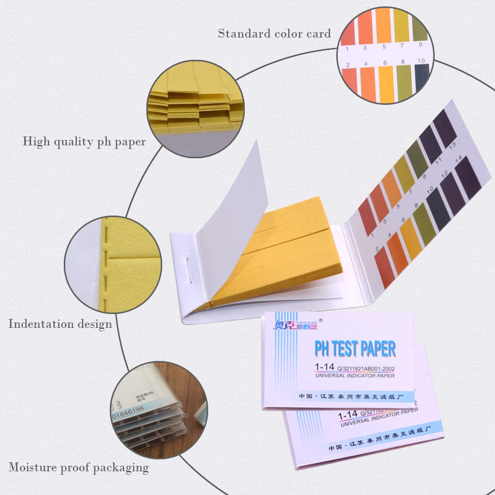 Ph. 1-14 Test Paper Extensive Test Paper Litmus Test Paper Sonkir pH Test Strips,Test pH for Saliva Urine Water Soil Testing(2-Pack pH Test Strips)