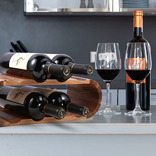 Suhnerbell Wooden 8-Bottle Wine Racks Countertop, Premium Acacia Wine Bottle Holder,countertop Wine Rack Inserts for Cabinet,Display for Home Décor and Wine Gifts, No Need Assembly