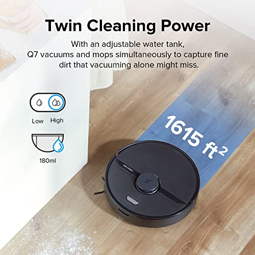 roborock Q7 Robot Vacuum and Mop, LiDAR Navigation, 2700Pa Suction, Multi-Level Mapping, 180mins Run-Time, Works with Alexa, Perfect for Hard Floors, Carpets, and Pet Hair (Black)