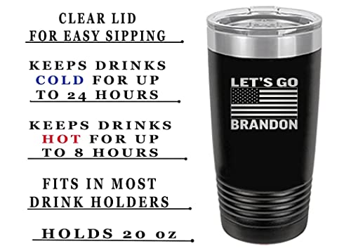 Rogue River Tactical Funny Let's Go Brandon 20 Ounce Large Stainless Steel Travel Tumbler Mug Cup Great Gag Gift (Black)