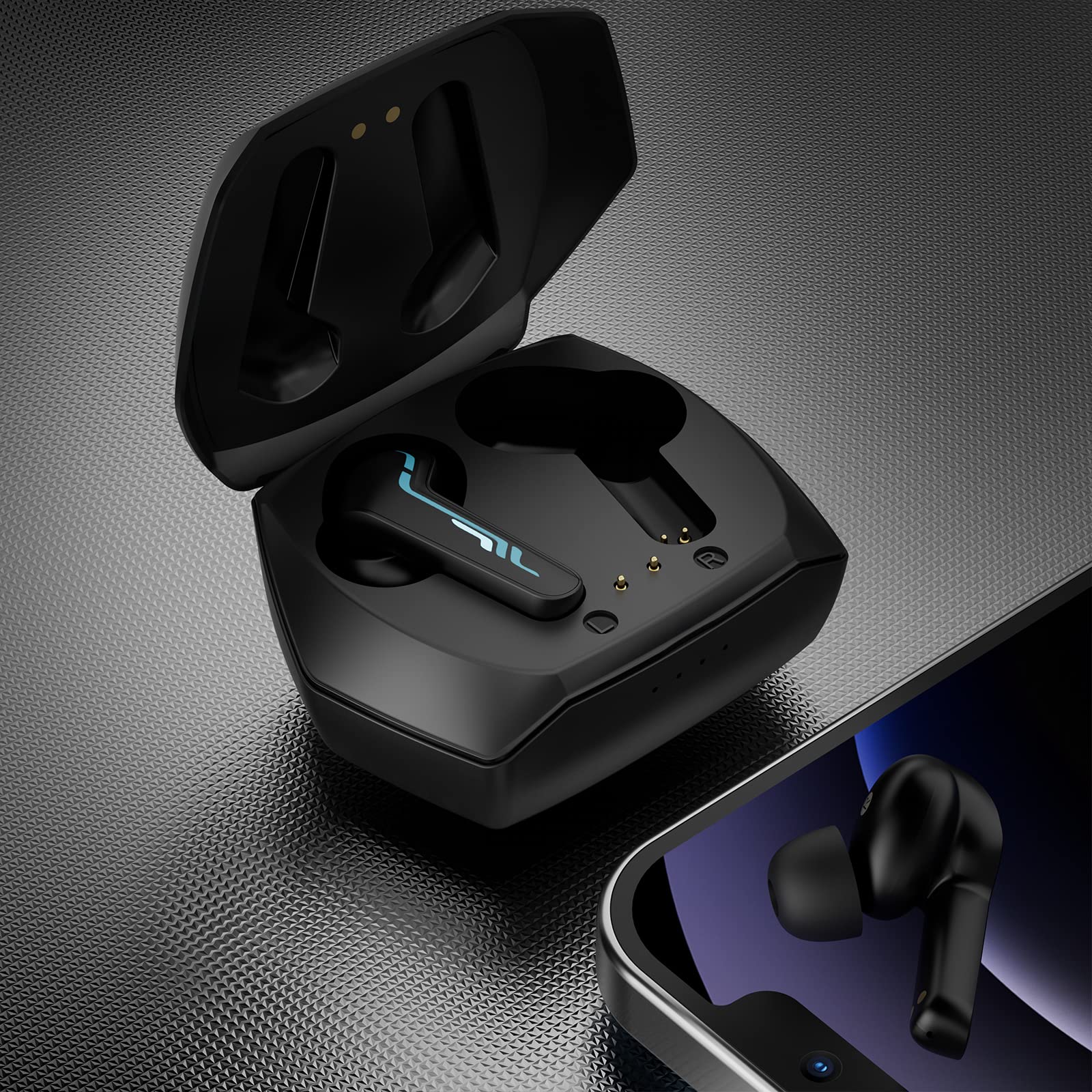 MORMOQUE T2 Wireless Gaming Earbuds, 45ms Low Latency Combat Mode, Wireless Earbuds with Microphone, IPX5 Waterproof,with 30H Playtime