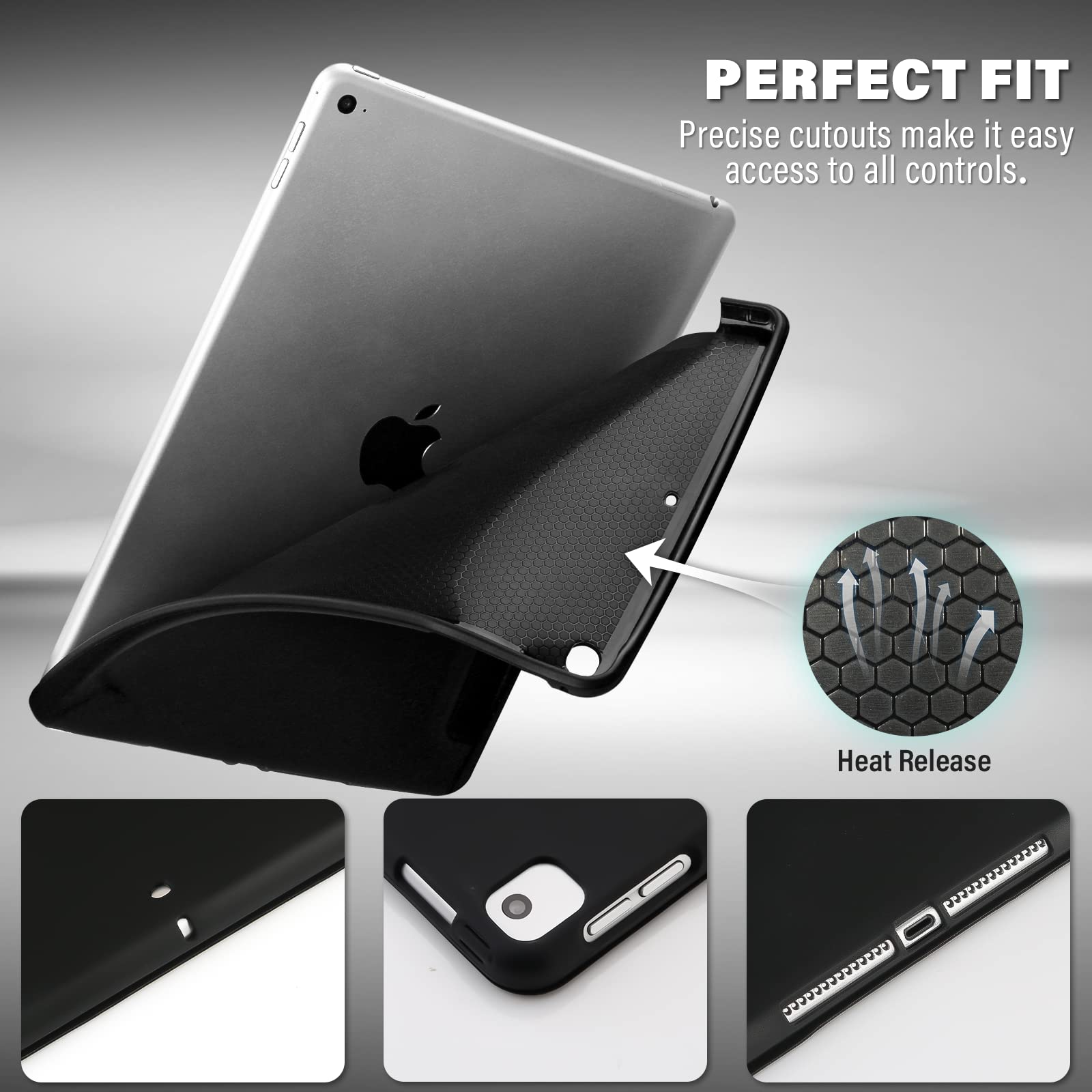 Mornex Case for iPad 9th Generation 2021,for iPad 8th Generation 2020,for iPad 7th Generation 2019,Slim Stand Protective Case for iPad 10.2",Black