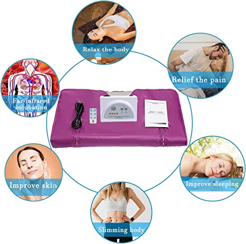 PINJAZE Far Infrared Sauna Blanket with Remote Control for Exercise Recovery Heating Detox 2-Zone Double Zipper Digital Control Portable Infrared Sauna Blanket for Home Relaxation Beauty Salon