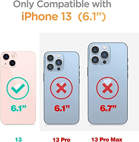 RoseParrot Designed for iPhone 13 Case with Screen Protector + Ring Holder + Waterproof Pouch, Clear with Floral Pattern Design, Soft&Flexible Bumper Shockproof Protective Cover (Fireflies)