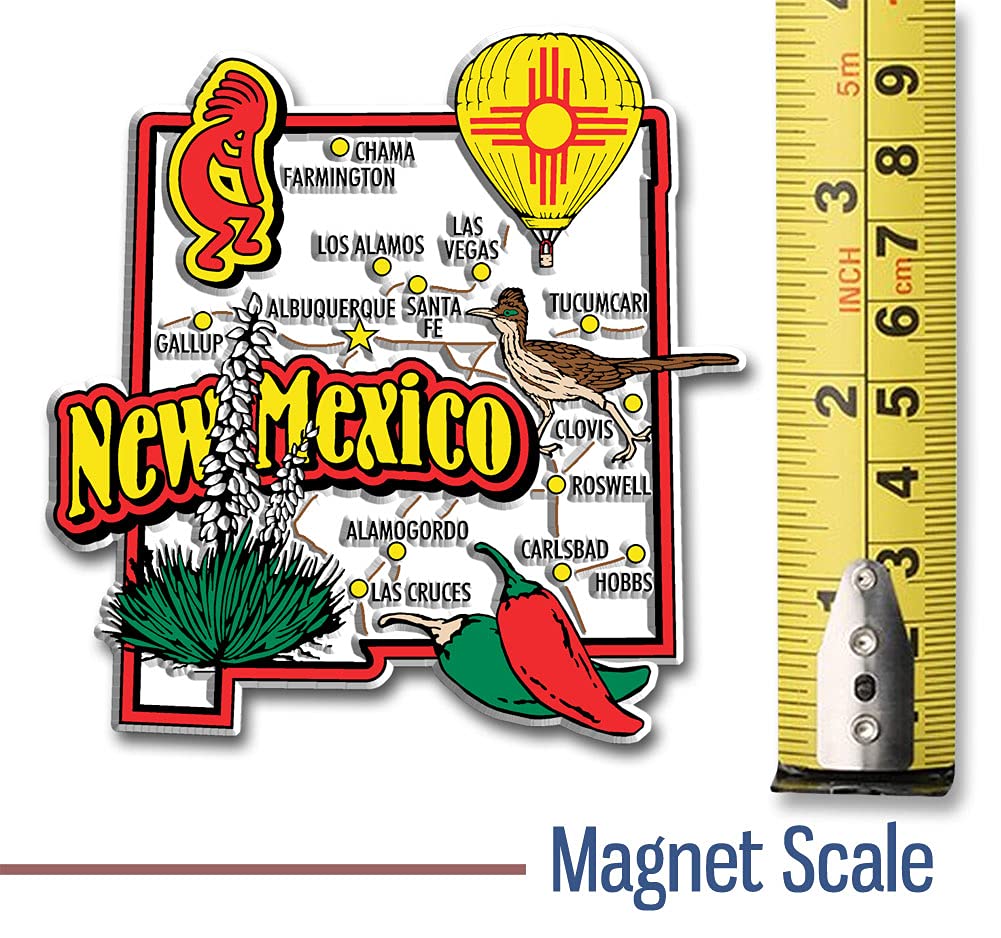 New Mexico Jumbo State Magnet by Classic Magnets, 3.5" x 3.6", Collectible Souvenirs Made in The USA