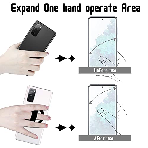 RRETECK Phone Grips,Elastic Silicone Phone Grip Attachable to Magnetic Mount,Ultra-Thin Cell Phone Holder for Hand,Phone Strap with 2 Pack(Black+Black)