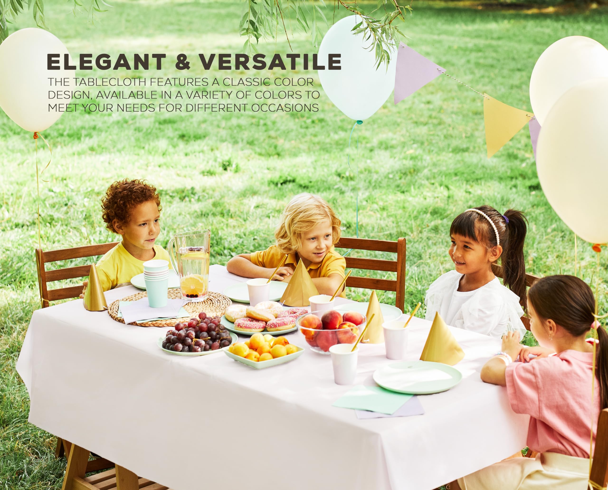Utopia Kitchen Plastic Table Cloth Disposable (12 Pack - 54x108 Inch) White Rectangle Tablecloth Waterproof Stain Resistant Party Table Cover