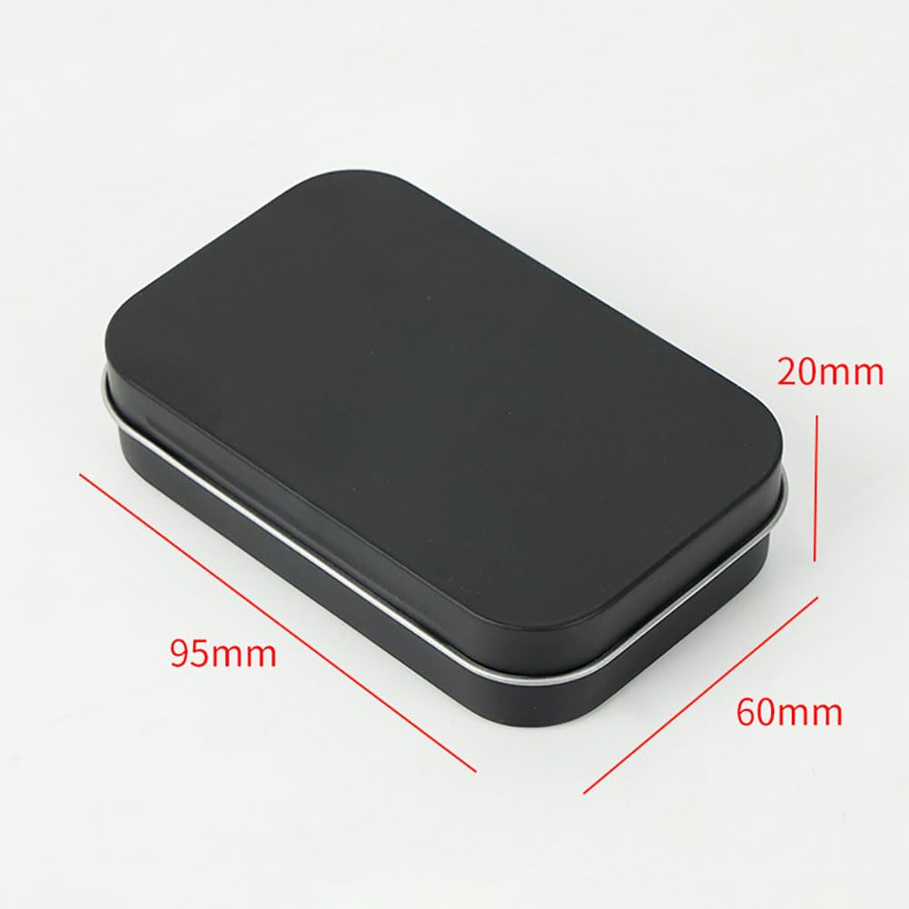 UUYYEO 4 Pcs Metal Rectangular Tin Box Empty Hinged Lid Box Mini Portable Pill Containers Small Item Storage Organizer Candy Pin Storage Container Case Black