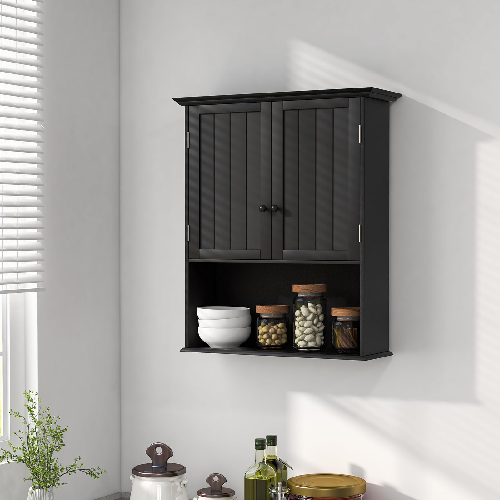 WATERJOY Medicine Cabinet with 2 Doors and an Adjustable Shelf for Living Room