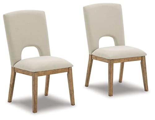 Signature Design by Ashley Dakmore Dining Upholstered Side Chair, 2 Count, Light Brown & Beige
