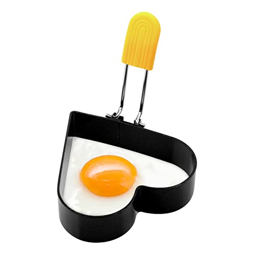 Sihuuu Egg Ring Stainless Steel Round Moldel with Anti-scalding Handle - Frying Shaping Cooker Eggs Ring for Camping Breakfast Sandwich Burger(Heart)