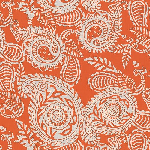 Pillow Perfect Paisley Indoor/Outdoor Solid Back 1 Piece Square Corner Chair Cushion with Ties, Deep Seat, Weather, and Fade Resistant, 36.5" x 18", Orange/Ivory Addie,