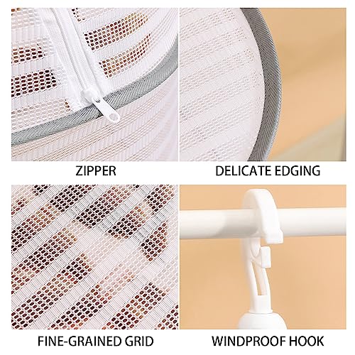 QmjdDymx Herb Drying Rack 3 Layer Hanging Herb Drying Bags Net Collapsible Mesh Sock Drying Rack with Zipper Opening Household Hanging Shelves(White,40x60cm)