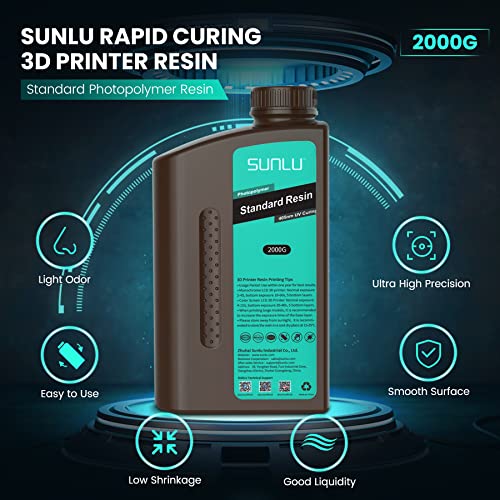 SUNLU 3D Printer Standard Resin 2KG Clear Red & SUNLU 3D Printer ABS-Like Resin 2KG Black, 405nm UV Curing Resin for 4K/8K LCD/DLP/SLA Resin 3D Printer, Non-Brittle & High Precision & Low Shrinkage, 2